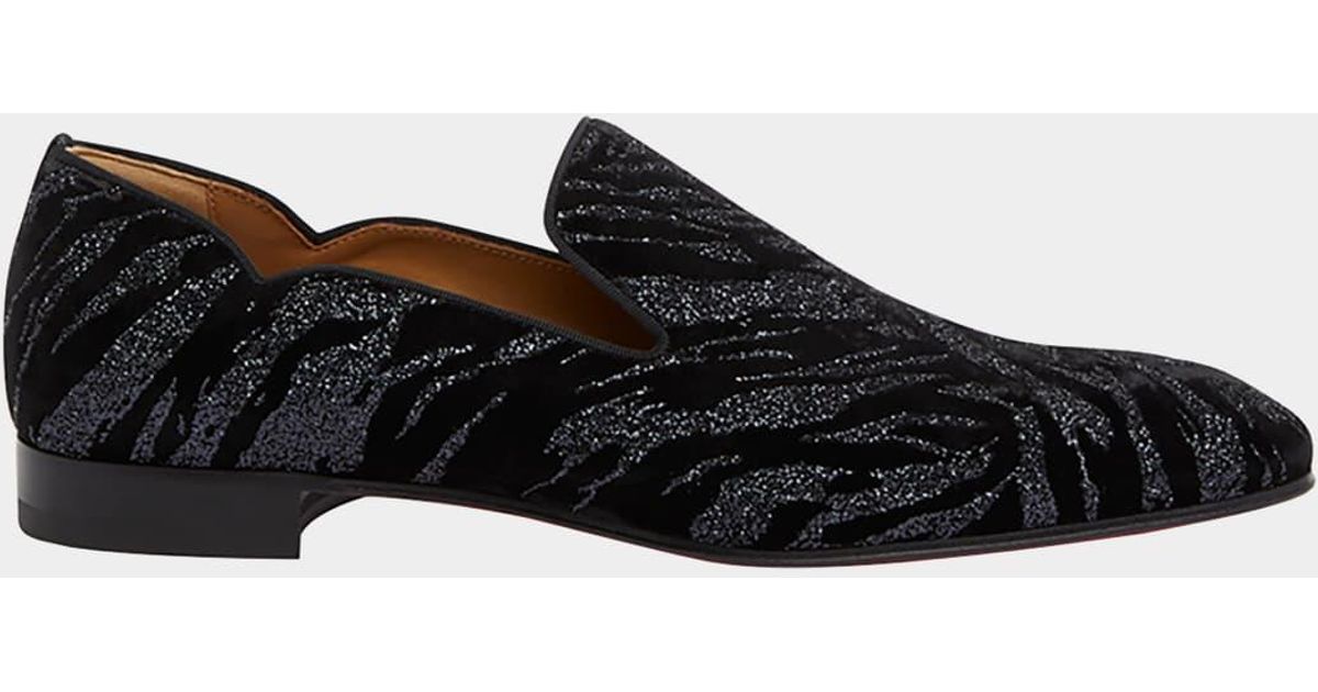Christian Louboutin Dandy Chick Orlato Velour Loafers in Black for Men ...
