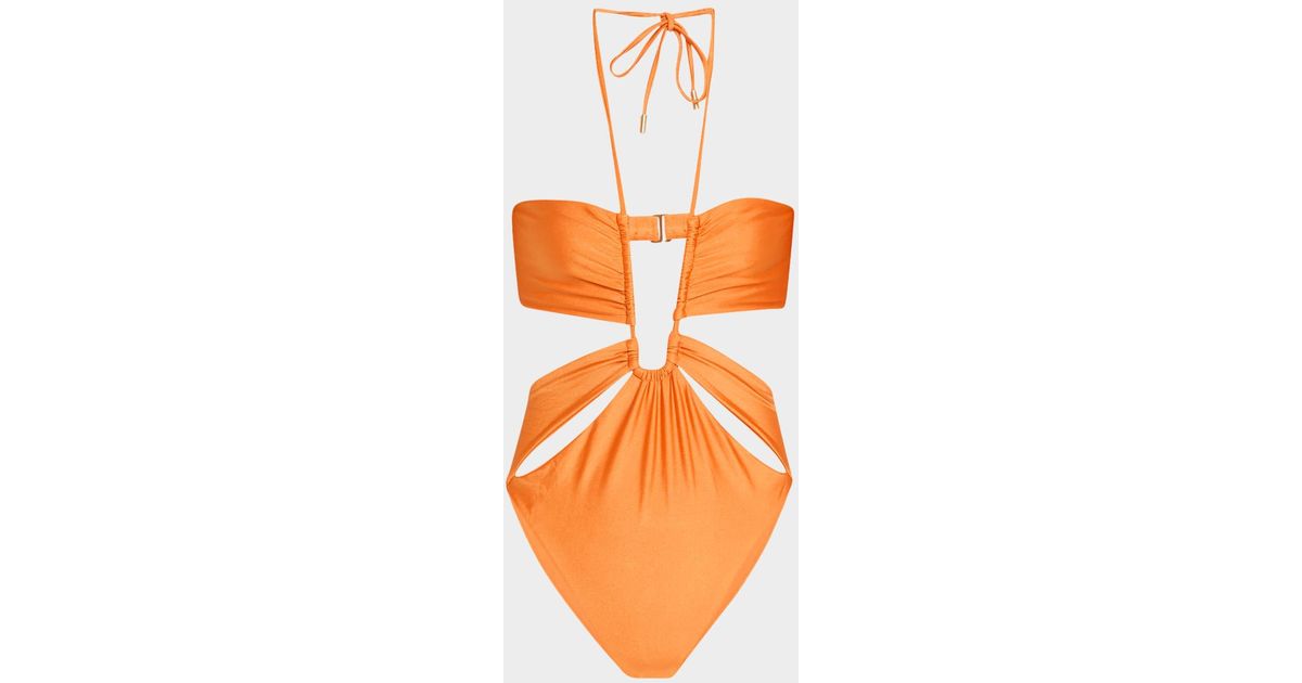 Cult Gaia Hollis Shimmer Cut-Out One-Piece Swimsuit in Orange | Lyst