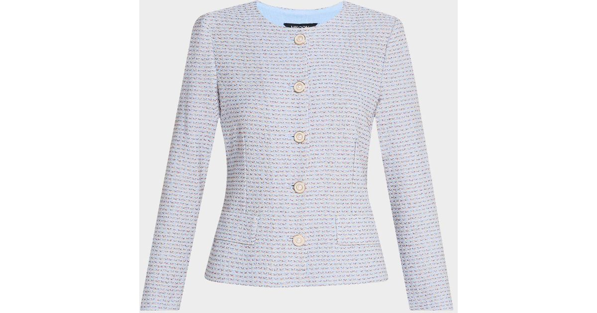 Misook Heritage Fit Tri-Color Tweed Knit Jacket in Blue | Lyst