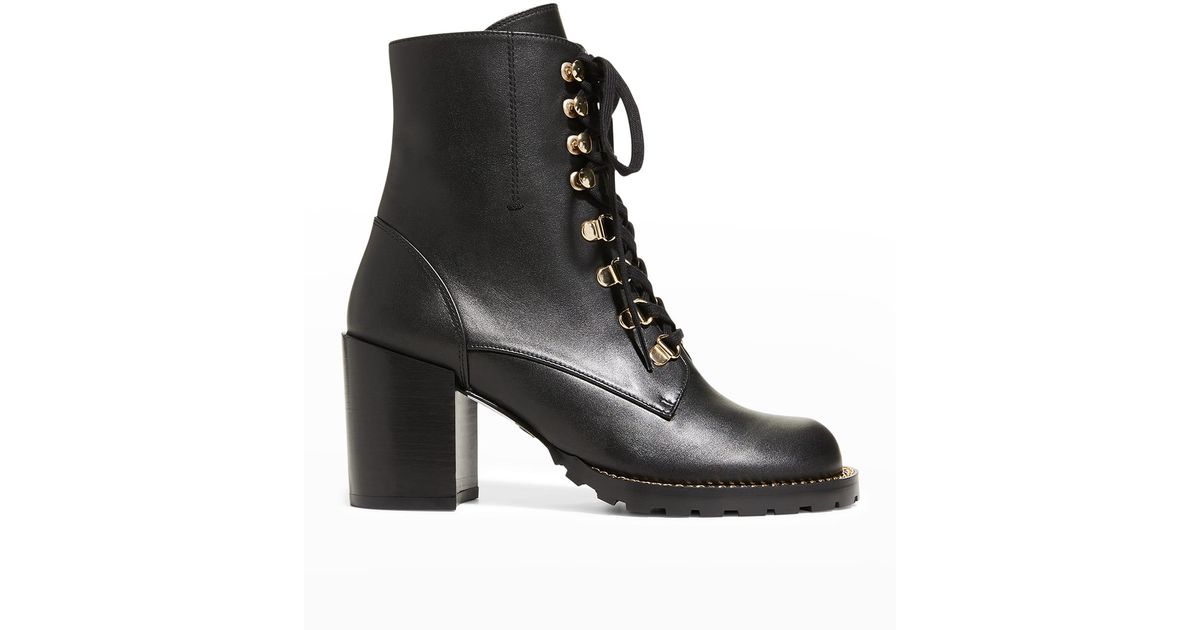 Stuart Weitzman Kolbie Leather Combat Booties in Black | Lyst Stuart Weitzman Kolbie Leather Combat Booties in Black | Lyst
