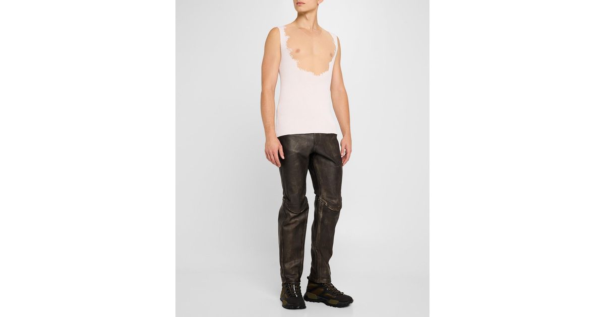 DIESEL 5-Pocket Leather Biker Pants for Men | Lyst