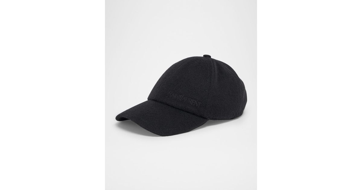 Saint Laurent Vintage Cashmere Logo-Print Baseball Cap in Blue | Lyst