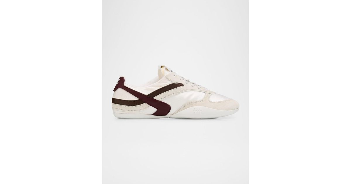 Miu Miu Colorblock Nylon Tech Runner Sneakers in White | Lyst