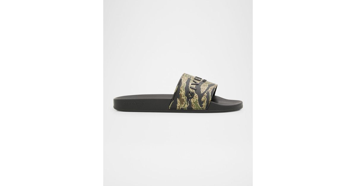 Givenchy Camouflage Logo Slide Sandals for Men | Lyst