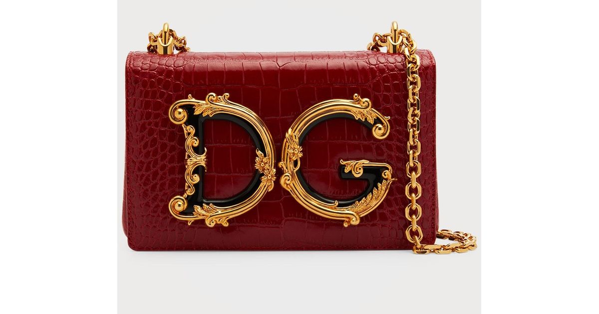 Dolce & Gabbana Dg Girls Small Croc-embossed Chain Crossbody Bag in Red ...