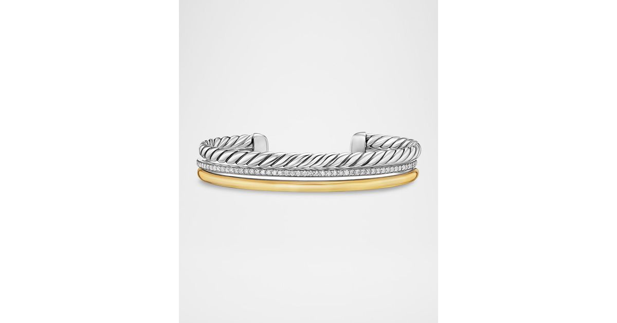 David Yurman Dy Mercer 3 Row Bracelet With Diamonds in Metallic | Lyst