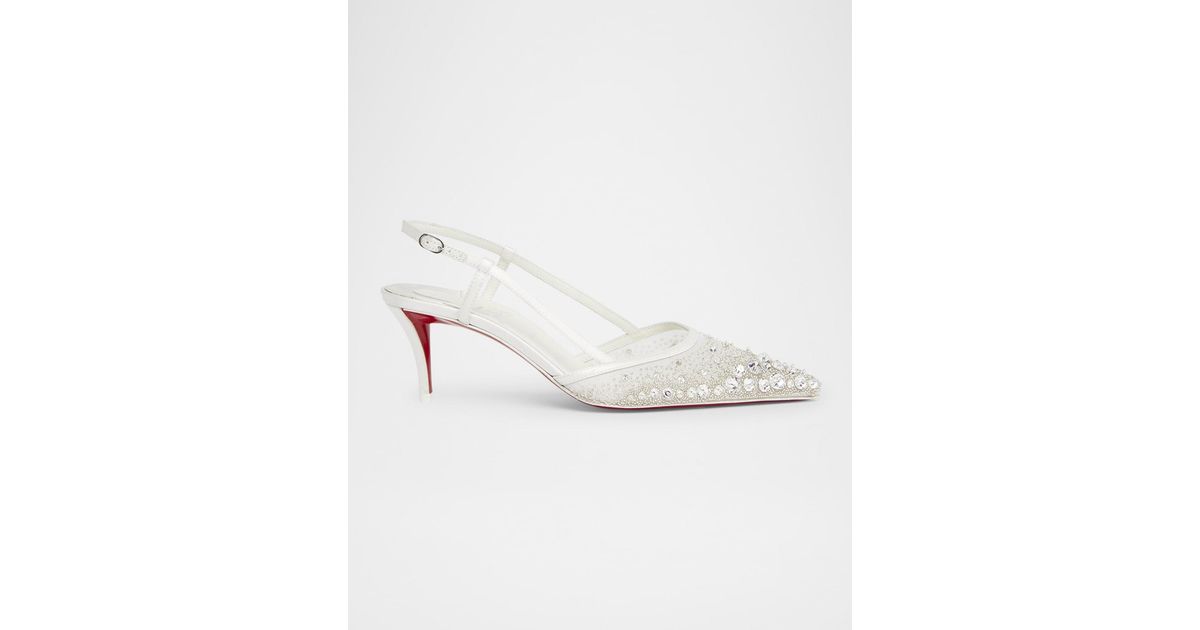 Christian Louboutin Miss Z Sparkling Sole Slingback Pumps in White | Lyst