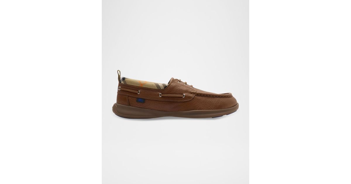 Burberry Decker Leather Boat Shoes in Brown for Men | Lyst