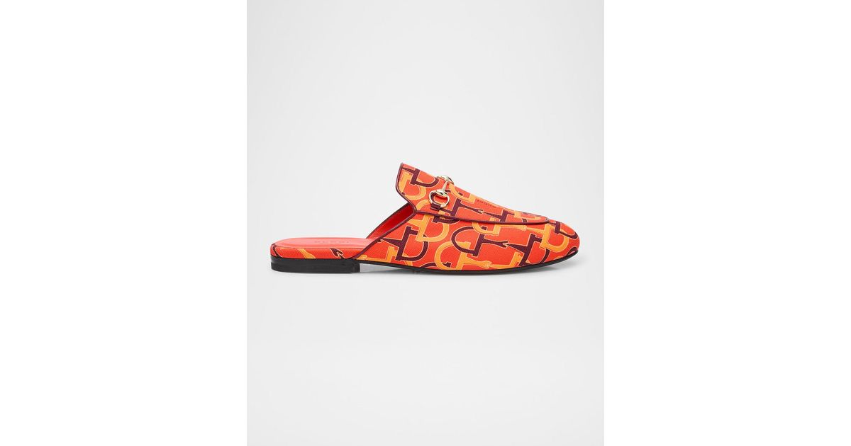 Gucci Princetown Horsebit Print Loafer Mules in Red | Lyst