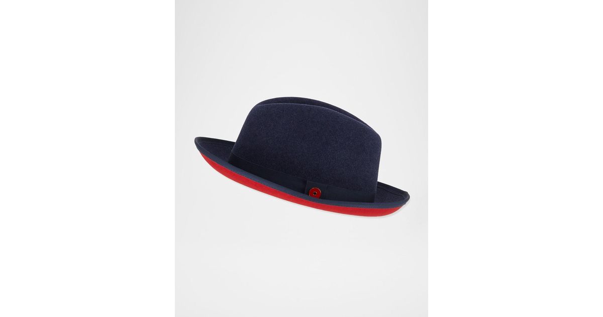 Keith James King-Brim Wool Fedora Hat in Blue for Men | Lyst