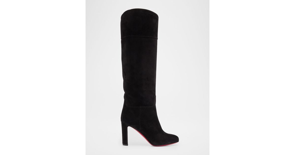 Christian Louboutin Loo Suede Sole Knee Boots in Black | Lyst