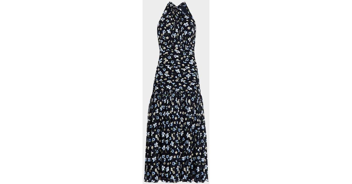 Veronica Beard Brock Floral Halter A-Line Midi Dress in Blue | Lyst