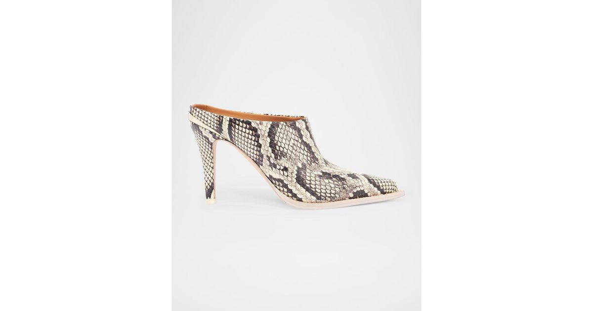 Partow Kelley Python-Embossed Western Mule Pumps in White | Lyst