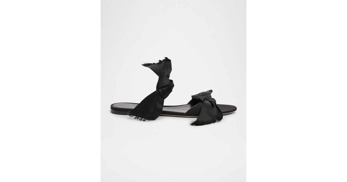 The Row Vika Silk Knot Flat Slide Sandals in Black | Lyst