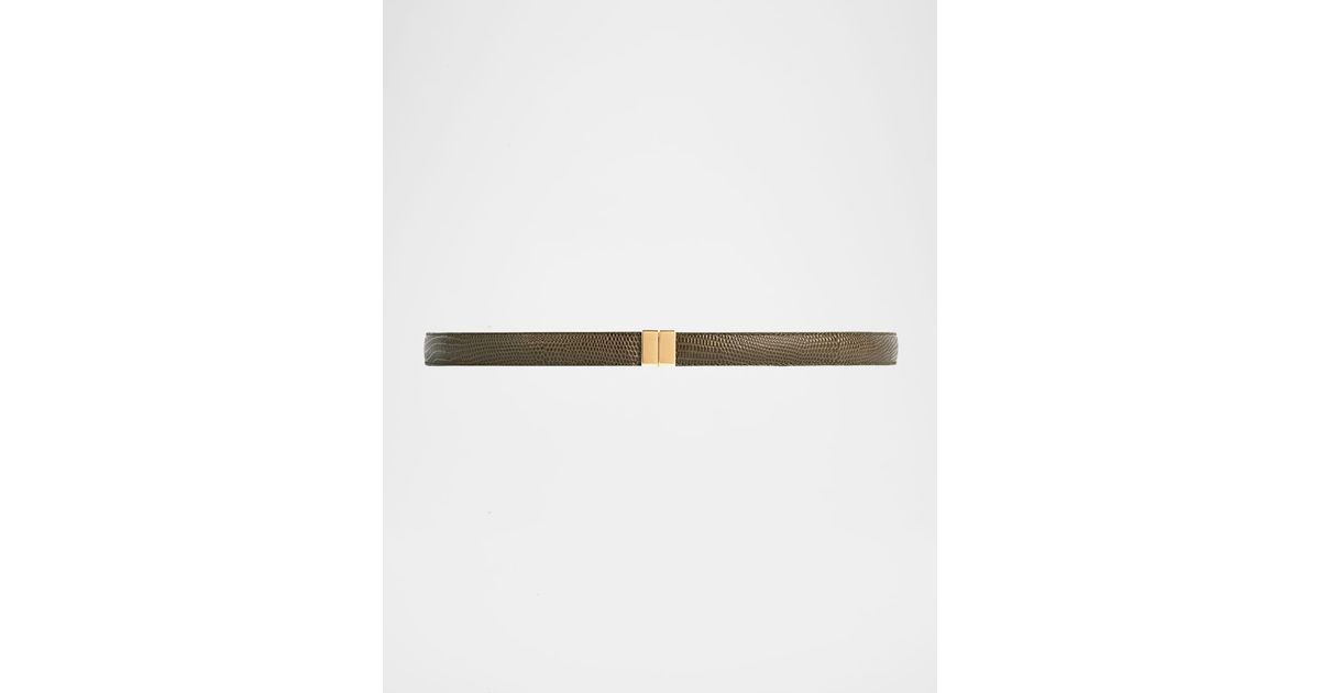 TOTEME Slide Clasp Lizard-Embossed Leather Belt in White | Lyst