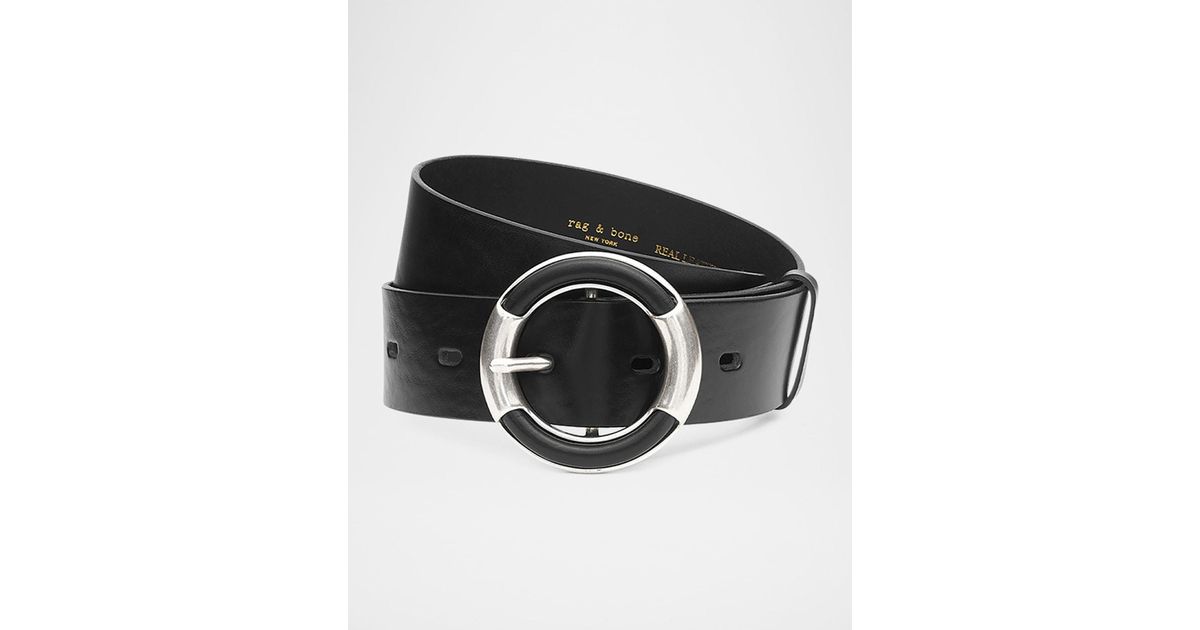 Rag & Bone Marina Wide Leather Belt in Black | Lyst