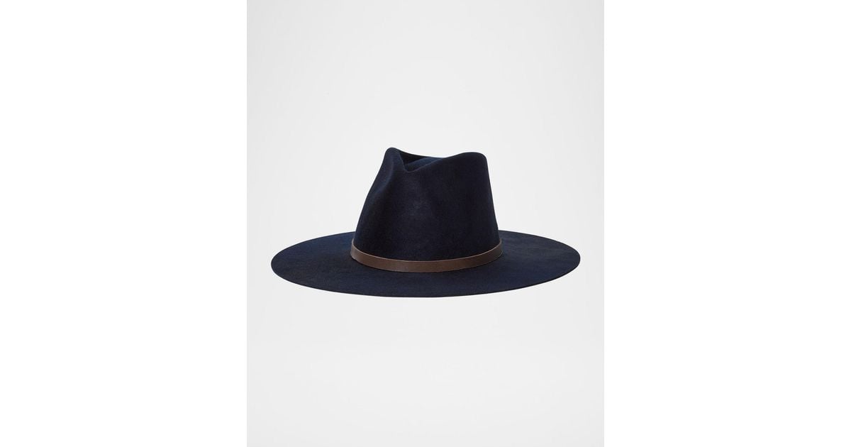 Janessa Leone Harley Wool & Suede Fedora Hat in Blue | Lyst