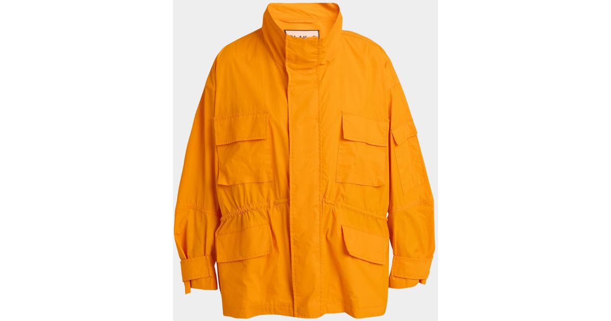 Plan C Cotton Utility Jacket in Orange | Lyst