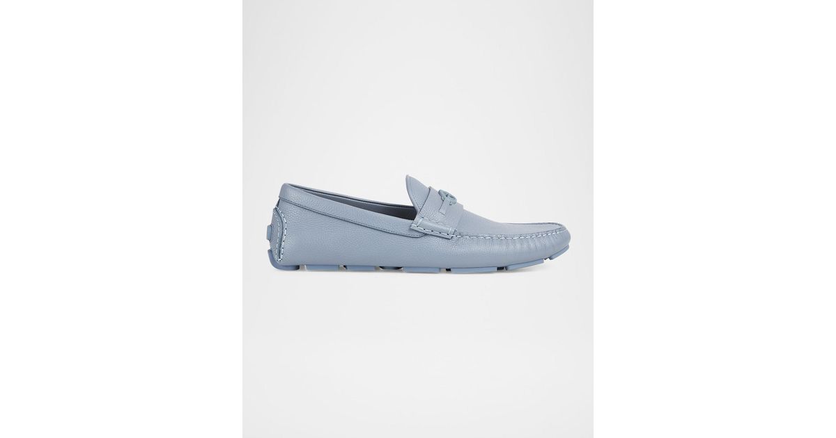 Gucci Havel Interlocking G Leather Drivers in Blue for Men | Lyst