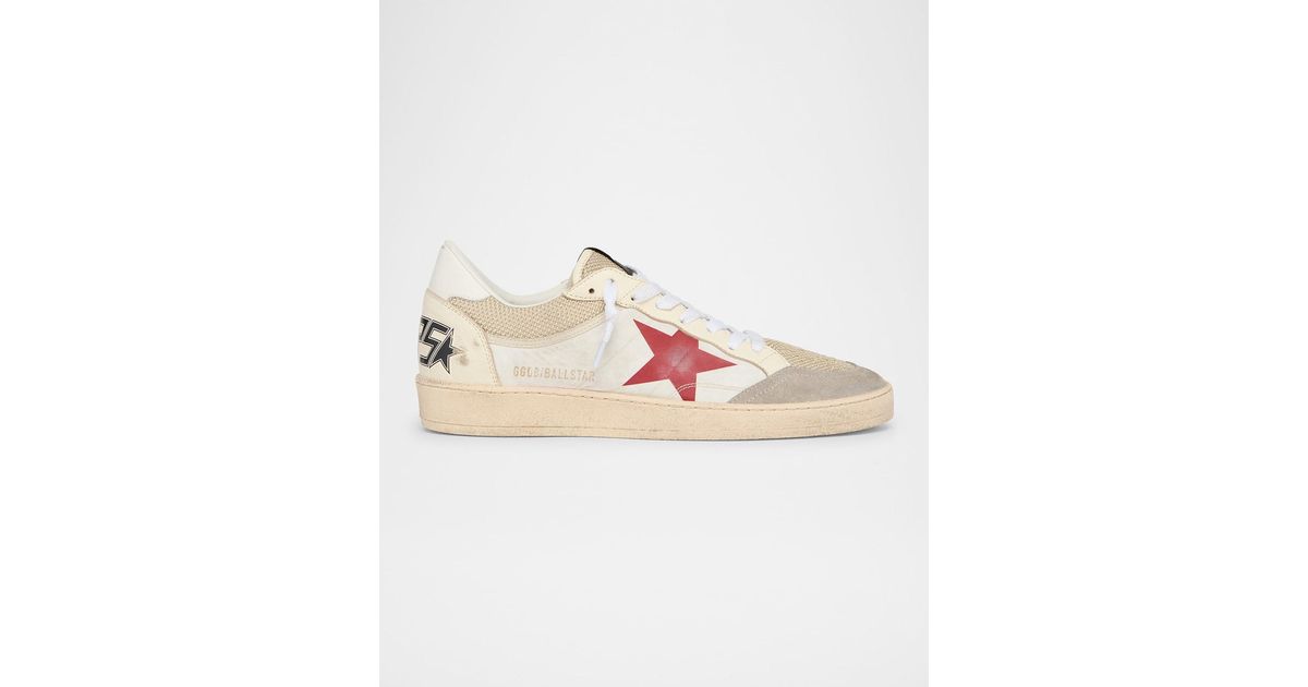Golden Goose Ballstar Mesh And Leather Low-Top Sneakers in Pink for Men ...