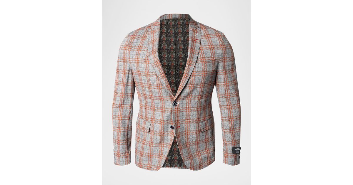 Maceoo Apos;S Descartes Spanish Plaid Unconstructed Blazer in Brown for ...