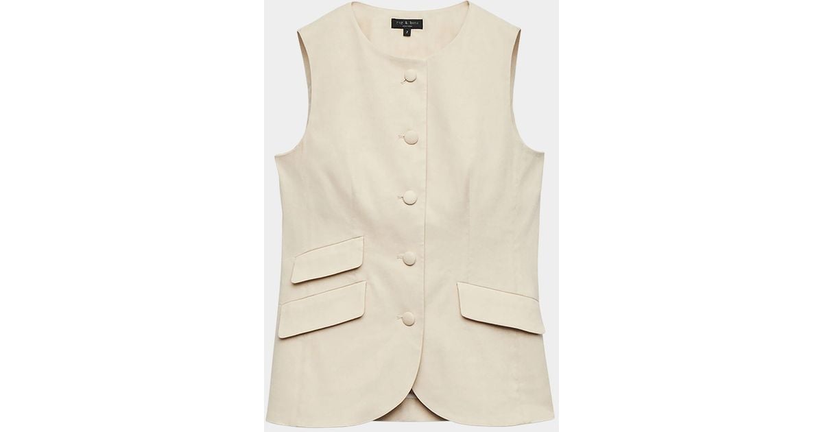 Rag & Bone Slade Crew Linen Vest in Natural | Lyst