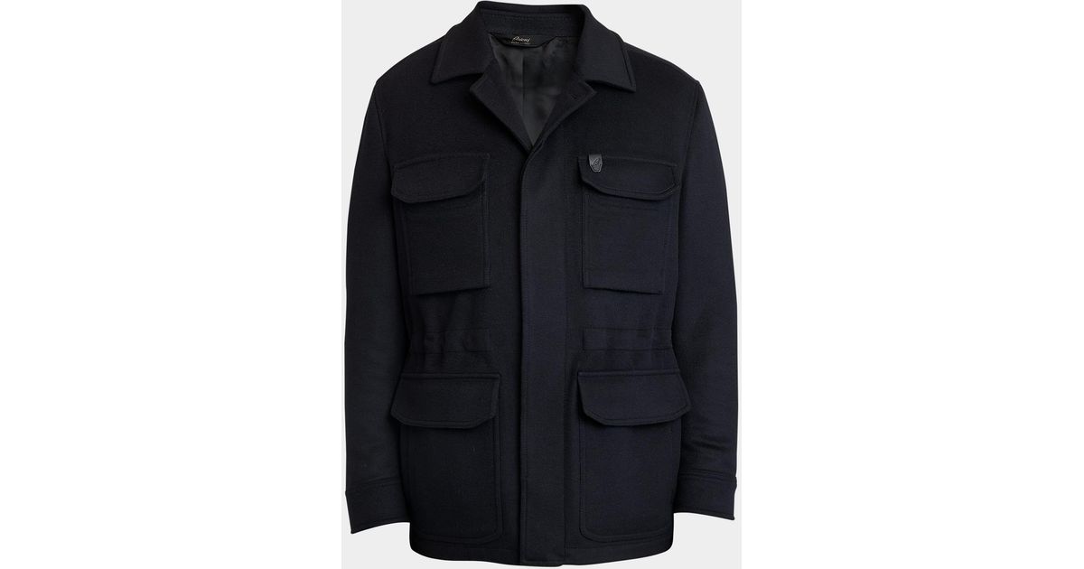 Brioni Sahariana Wool-Cashmere Utility Jacket in Blue for Men | Lyst