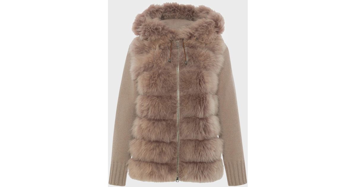 Gorski Select Cashmere Goat Parka With Cashmere Cable-Knit in Brown | Lyst