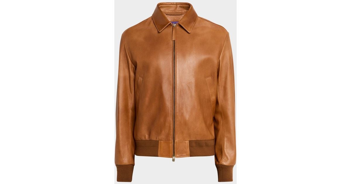 Ralph Lauren Plonge Leather Jacket in Brown for Men | Lyst