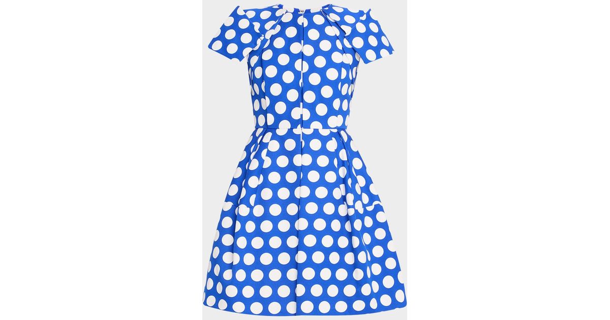 Dice Kayek Signature Pleated Polka-Dot Dress in Blue | Lyst