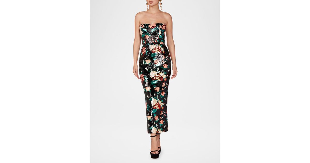 HELSI Leslie Strapless Floral Sequined Gown in Black | Lyst