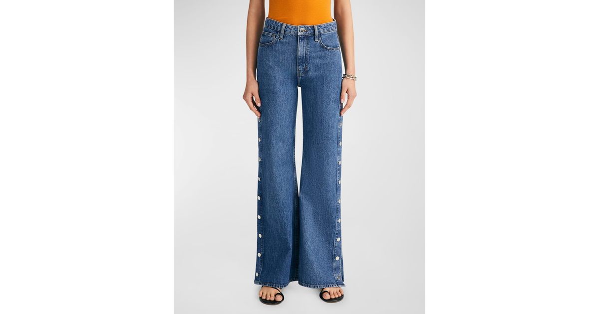 10 Crosby Derek Lam Nolan Side Snap Wide-Leg Jeans in Blue | Lyst
