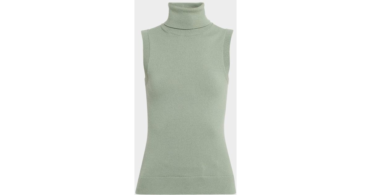 Michael Kors Sleeveless Cashmere Turtleneck in Green | Lyst