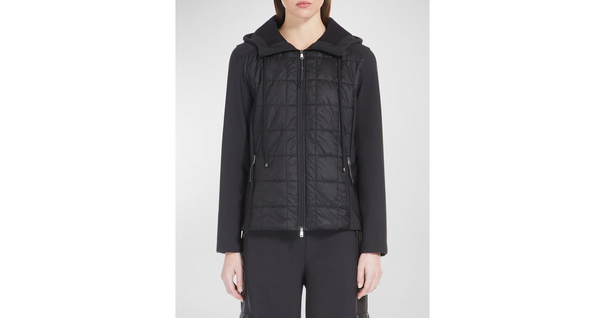 Max Mara Reed Hooded Zip-Front Quilted Jacket in Black | Lyst