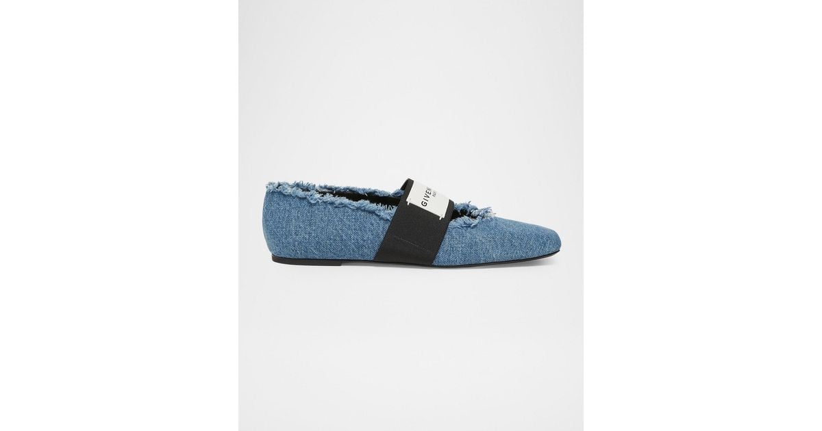 Givenchy Sliced Square Label Denim Ballerina Flats in Blue | Lyst