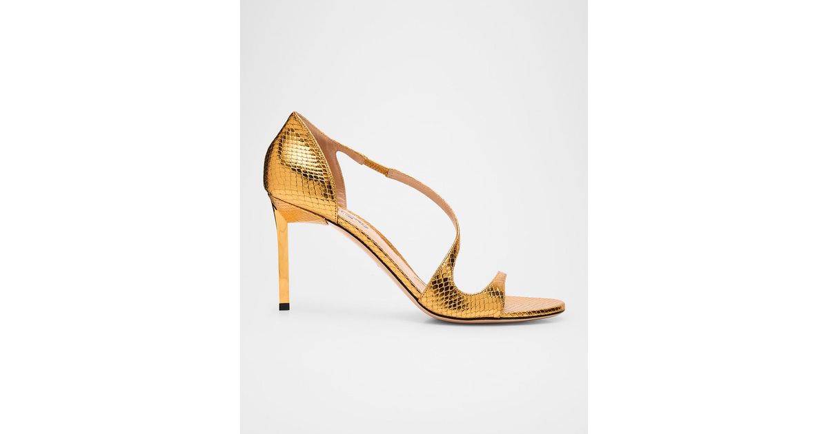Tom Ford Metallic Python-Embossed Stiletto Sandals | Lyst