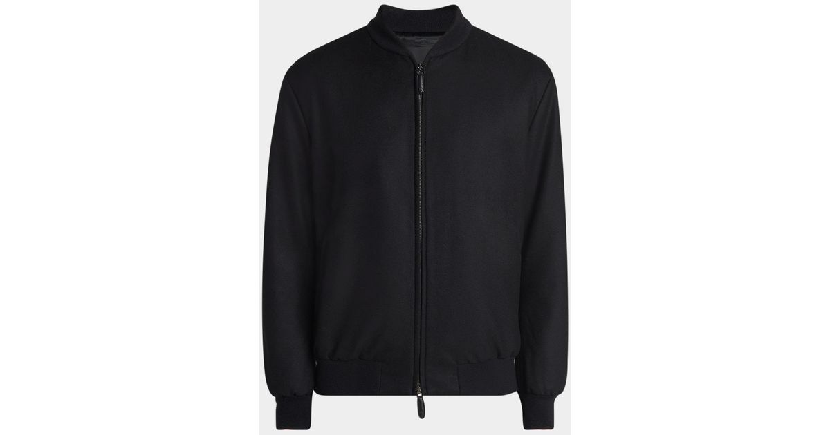 Giorgio Armani Cashmere Full-Zip Bomber Jacket in Black for Men | Lyst