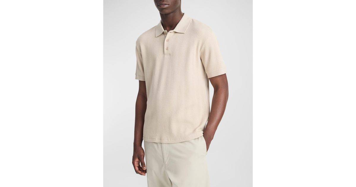 Vince Variegated Textured Stripe Polo Shirt in Natural for Men | Lyst