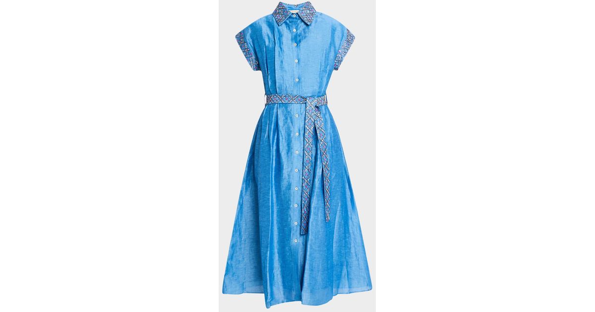 La Fuori Pixie Geo Midi Shirtdress in Blue | Lyst