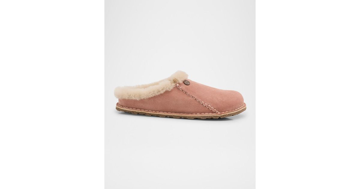 Birkenstock Zermatt Suede Shearling Slipper Mules in Pink | Lyst
