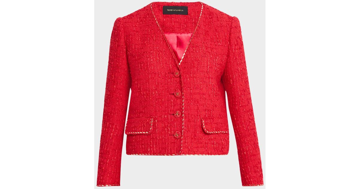 Kobi Halperin Clara Metallic-Trim Textured Tweed Jacket | Lyst