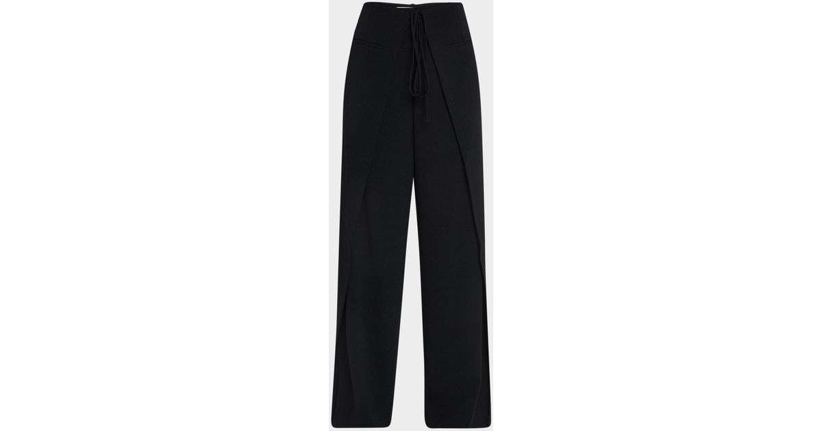 Jason Wu Overlap Soft Crepe Straight-Leg Pants in Black | Lyst