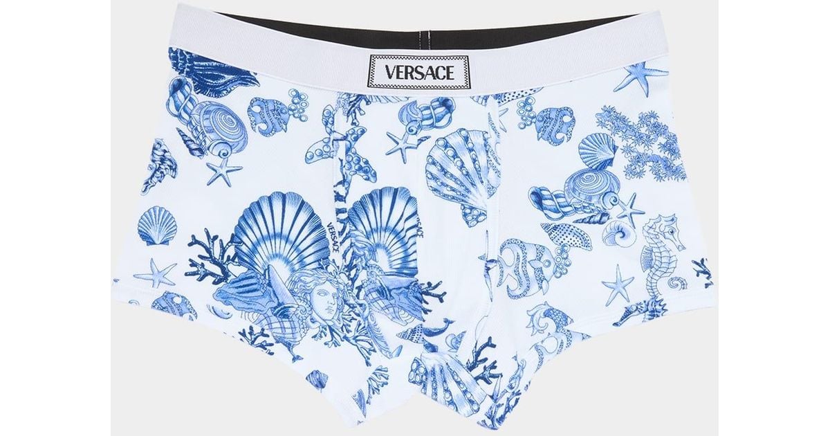 Versace La Vacanza Ribbed Boxer Briefs in Blue for Men | Lyst