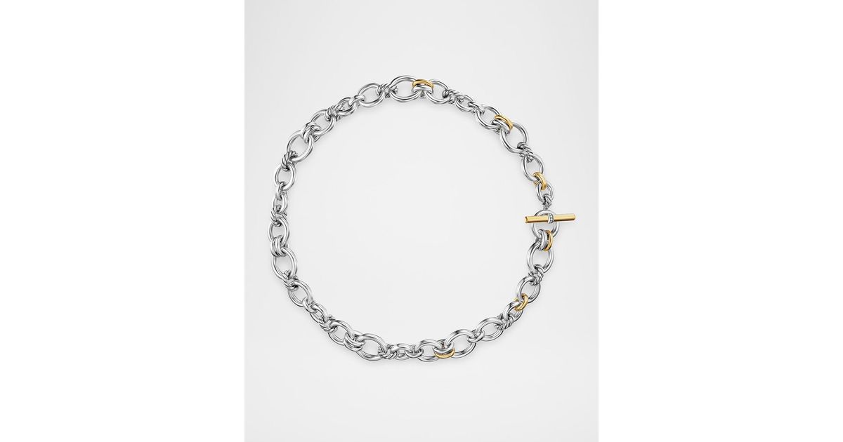 David Yurman Dy Mercer Chain Necklace With Diamonds in Metallic | Lyst