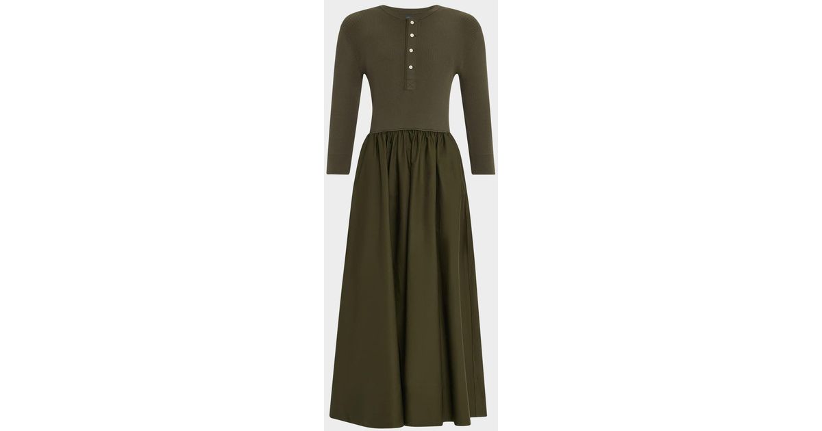 Polo Ralph Lauren Henley-Bodice Maxi Dress in Green | Lyst