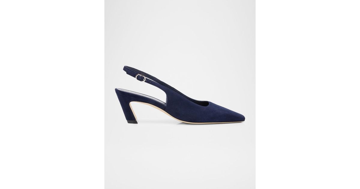 Stuart Weitzman 50Mm Stassi Suede Slingback Pumps in Blue | Lyst