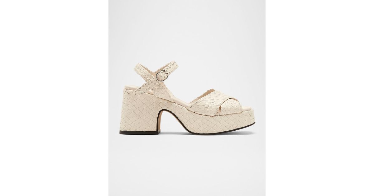 La Canadienne Pico Woven Leather Ankle-Strap Platform Sandals in ...