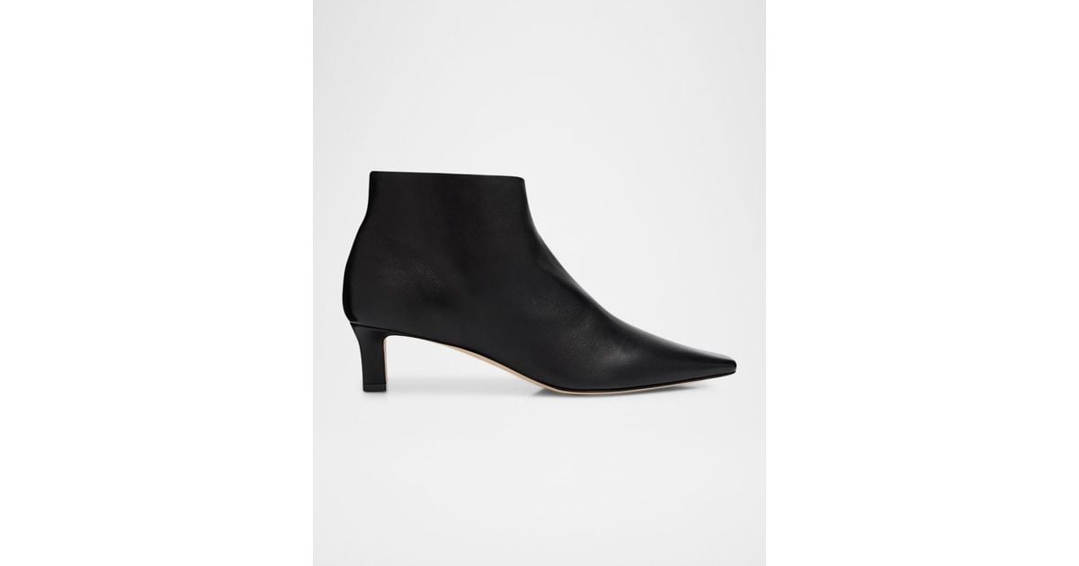 The Row Carla Nappa Leather Booties in Black | Lyst