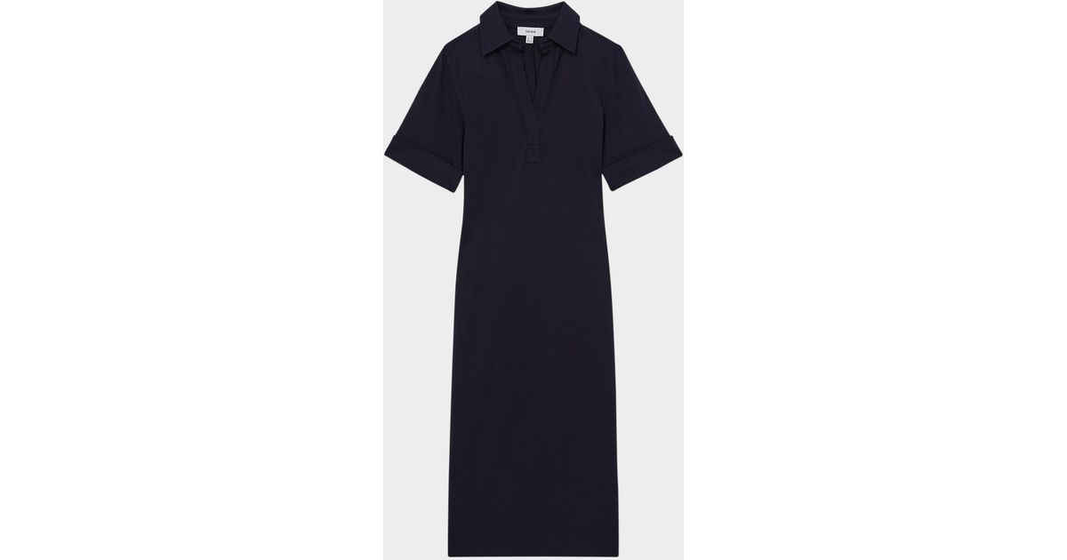 Reiss Astrid Side-Slit Jersey Polo Midi Dress in Blue | Lyst