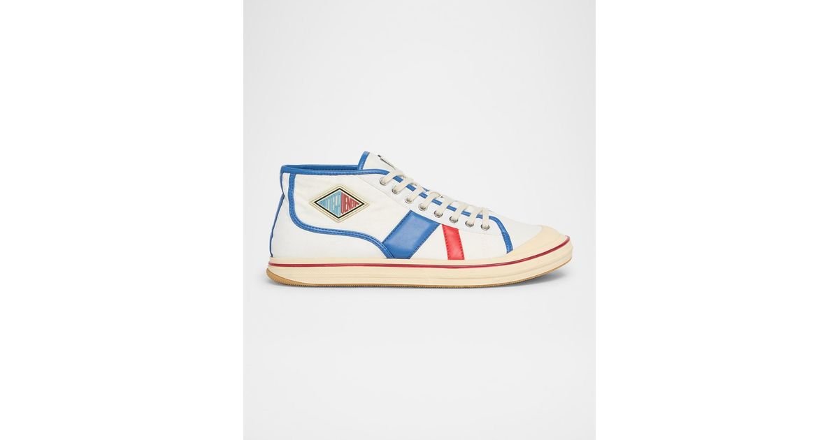 Bottega Veneta Eliot Canvas Mid-Top Sneakers in Blue for Men | Lyst